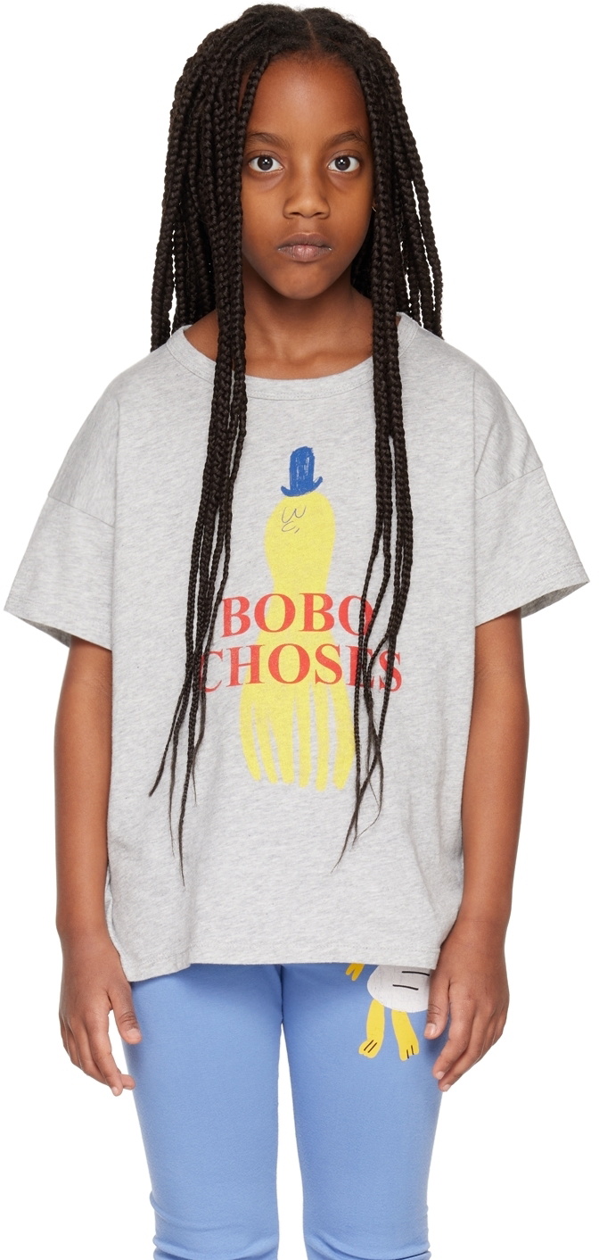 Bobo Choses Kids Gray Yellow Squid T-Shirt Bobo Choses