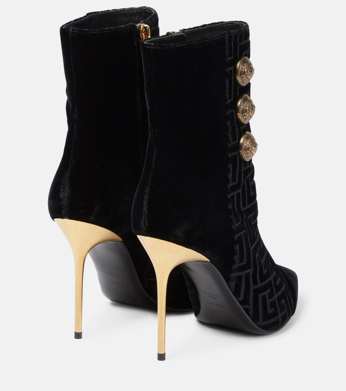 Balmain - Roni embossed velvet ankle boots Balmain