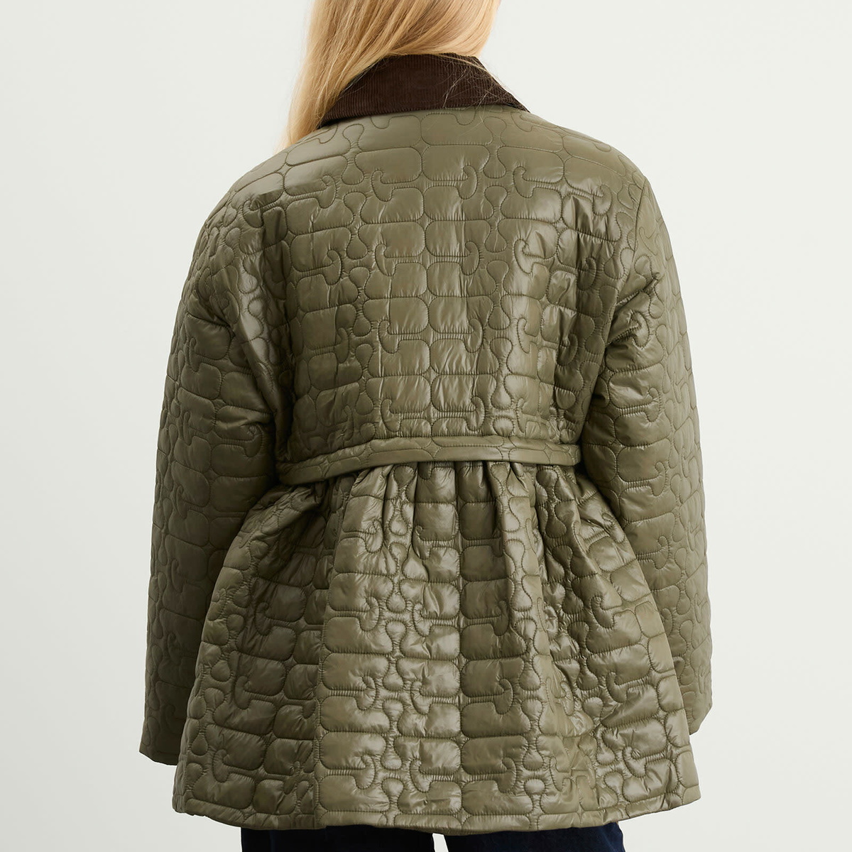 GANNI Women's Shiny Quilt Midi Jacket in Kalamata GANNI