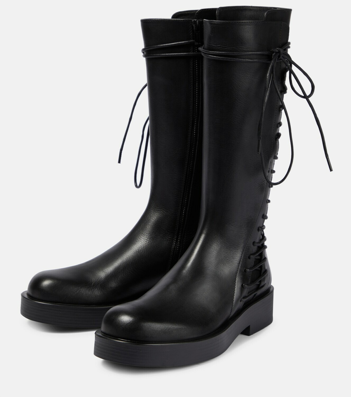 Ann Demeulemeester - Lace-up leather knee-high boots Ann Ann Demeulemeester - Lace-up leather knee-high boots Ann