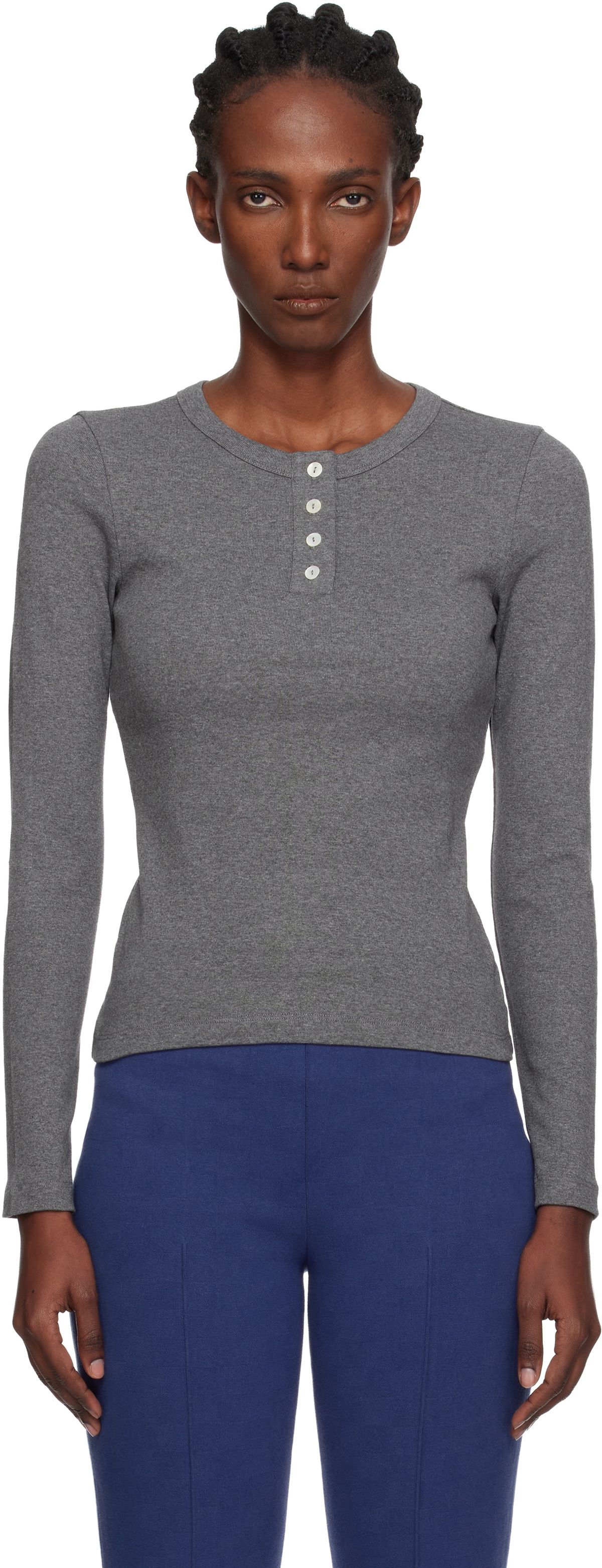 FLORE FLORE Gray Jess Longsleeve Henley FLORE FLORE