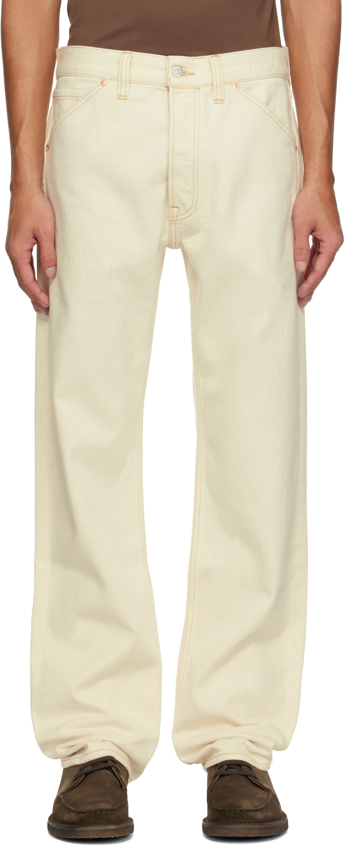 Drake's Off-White 12.7 oz Selvedge Tonal Stitch Jeans Drake's