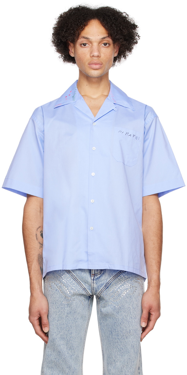 Marni Blue Embroidered Shirt Marni