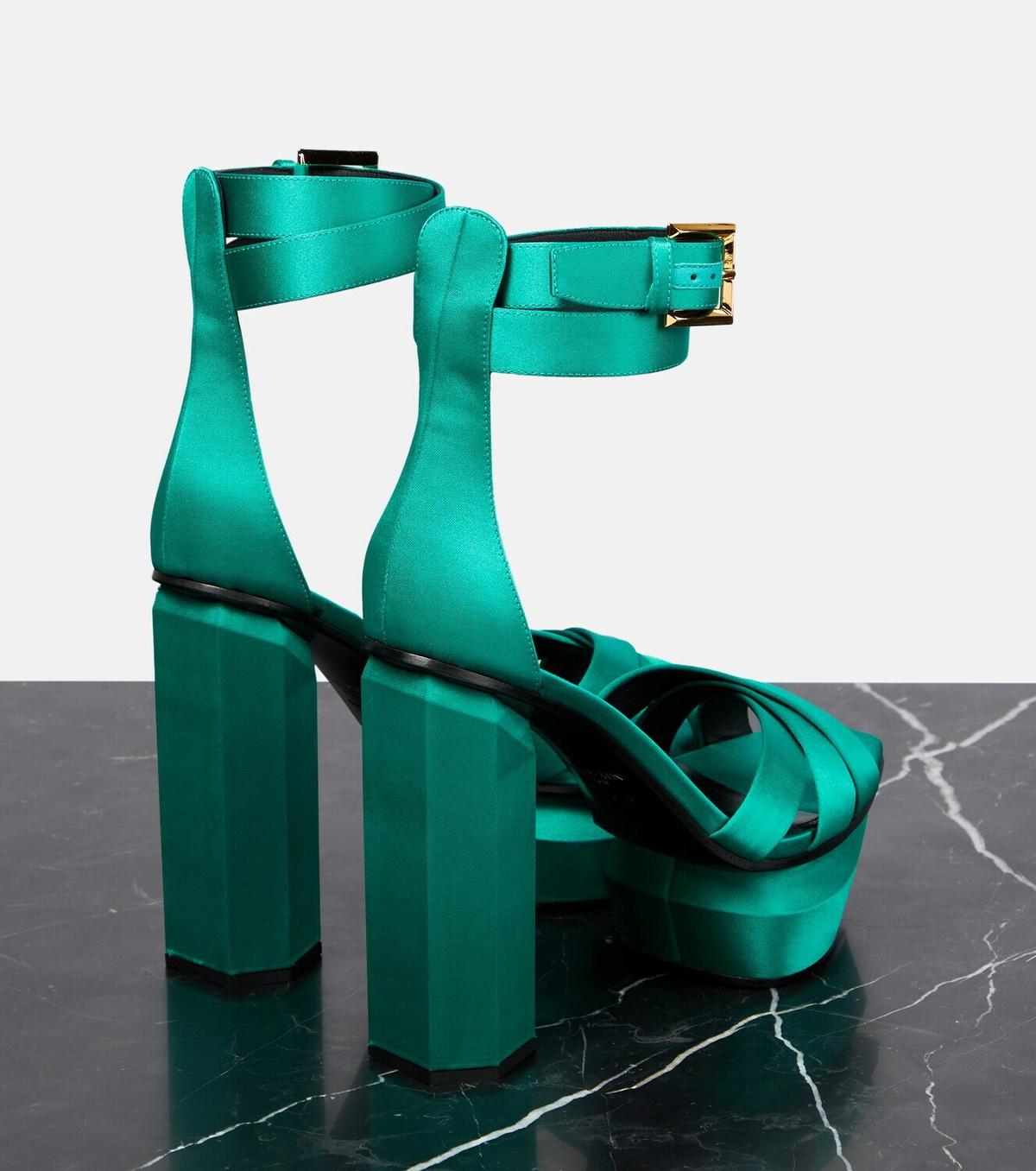 Balmain - Ava satin platform sandals Balmain