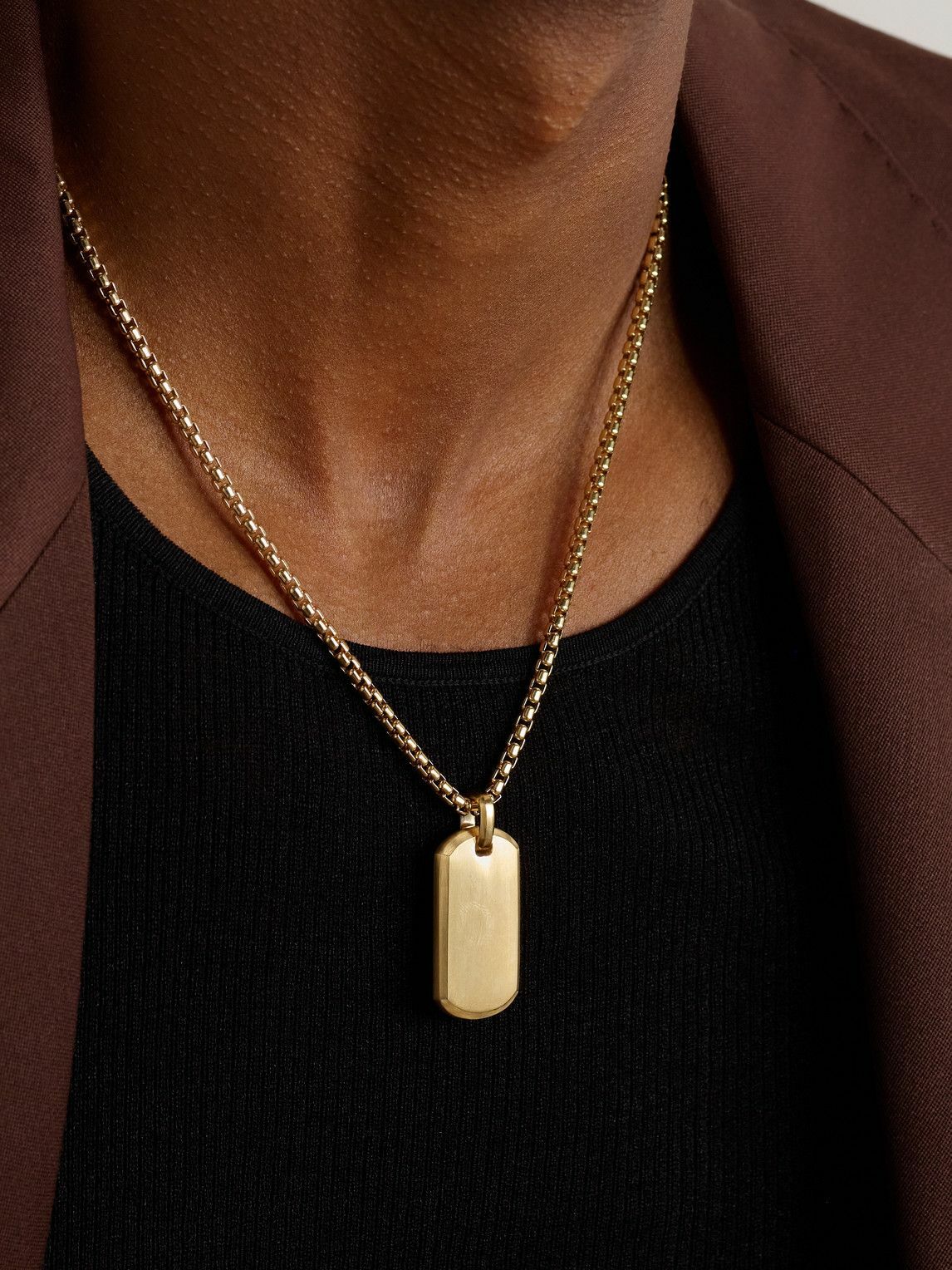 David Yurman - Chevron Tag Brushed 18-Karat Gold Pendant David Yurman
