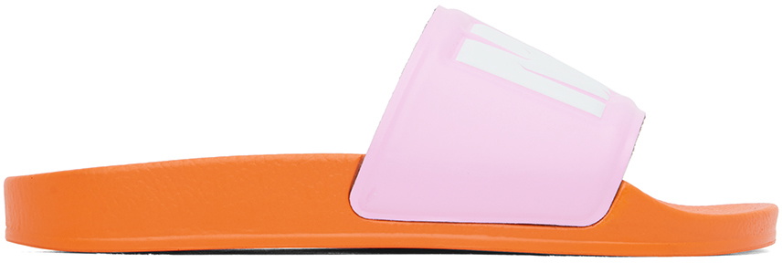 MSGM Pink & Orange Embossed Slides MSGM