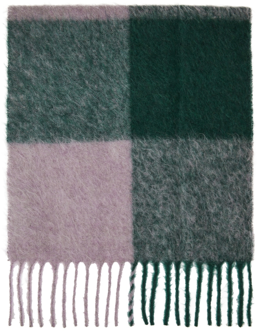 Marni Pink & Green Checkered Scarf Marni