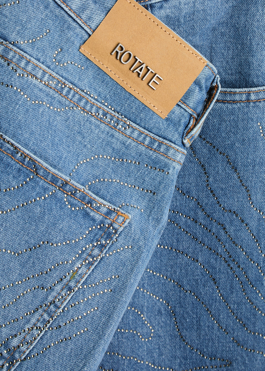 Rotate Birger Christensen Crystal-embellished Wide-leg Jeans Denim ...