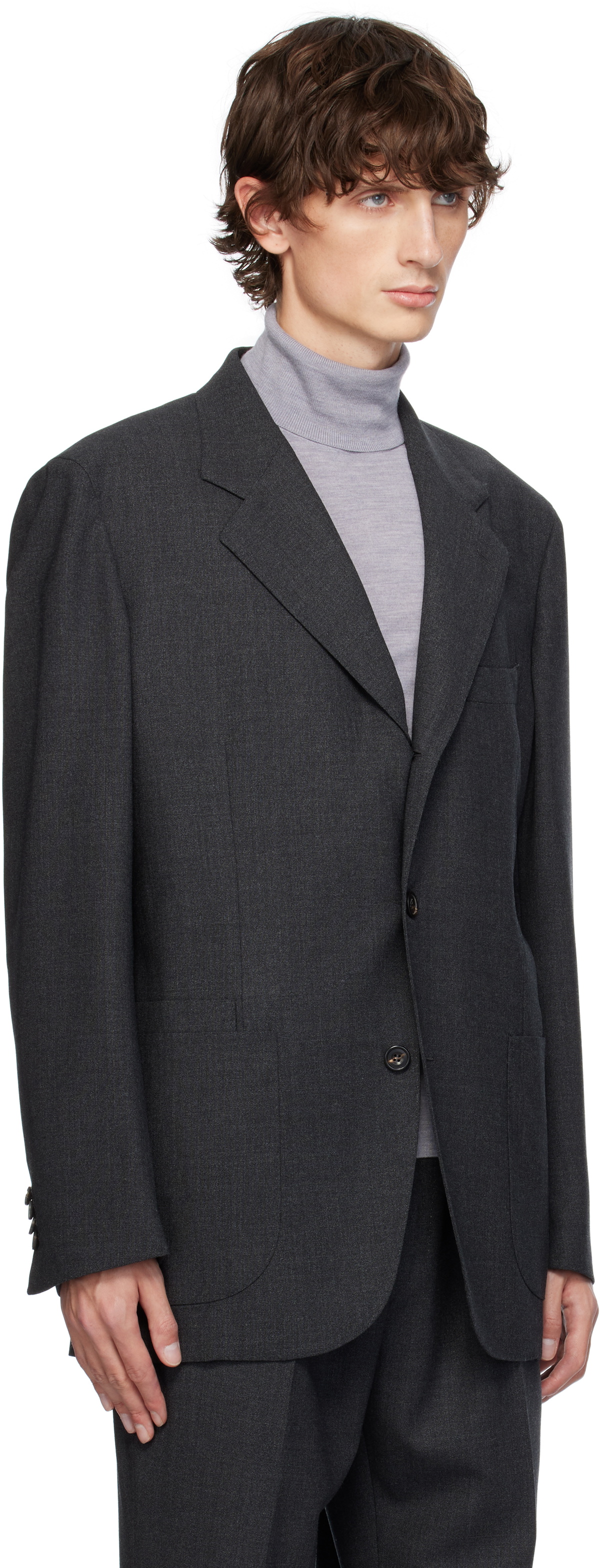 Drake's Gray Tropical Wool Tailored Blazer Drake's