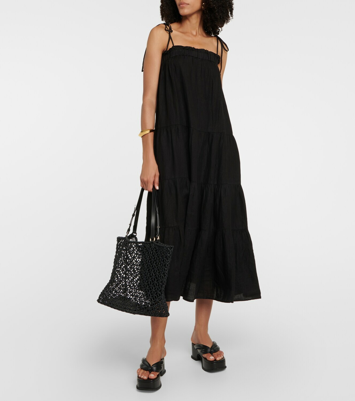 Velvet Charlie tiered linen maxi dress Velvet