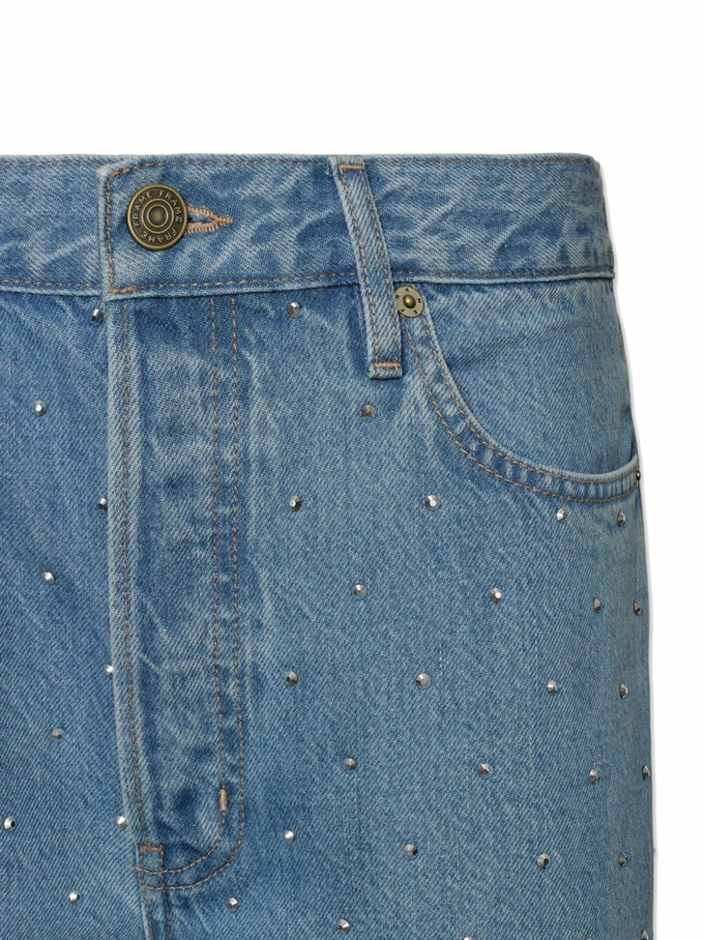 FRAME Blue Atelier Embellished Le Mec Straight-Leg Jeans Frame Denim