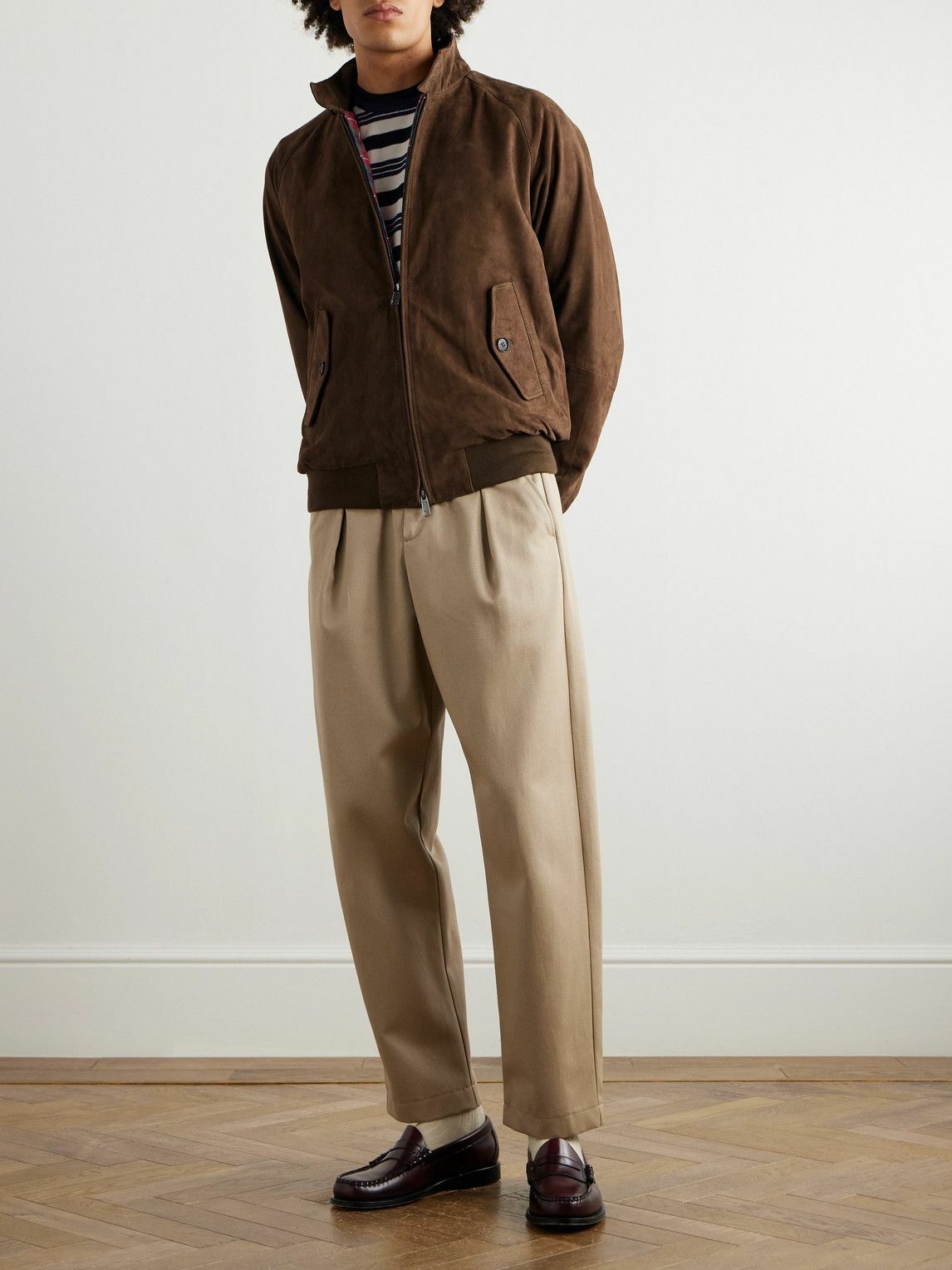 Baracuta - G9 Suede Harrington Jacket - Brown Baracuta