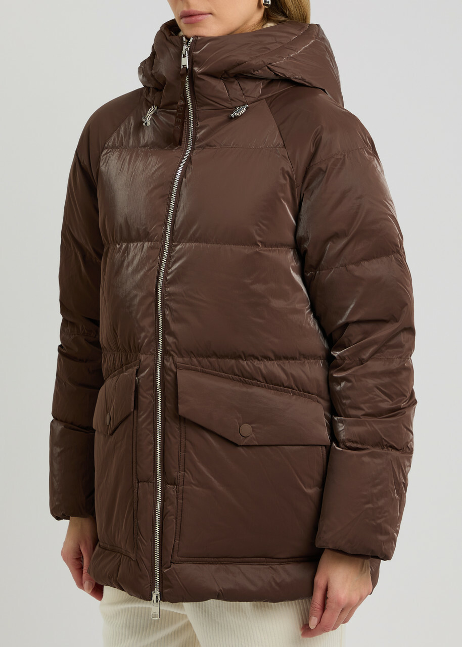 Varley Fullerton Quilted Hooded Shell Coat Brown Varley