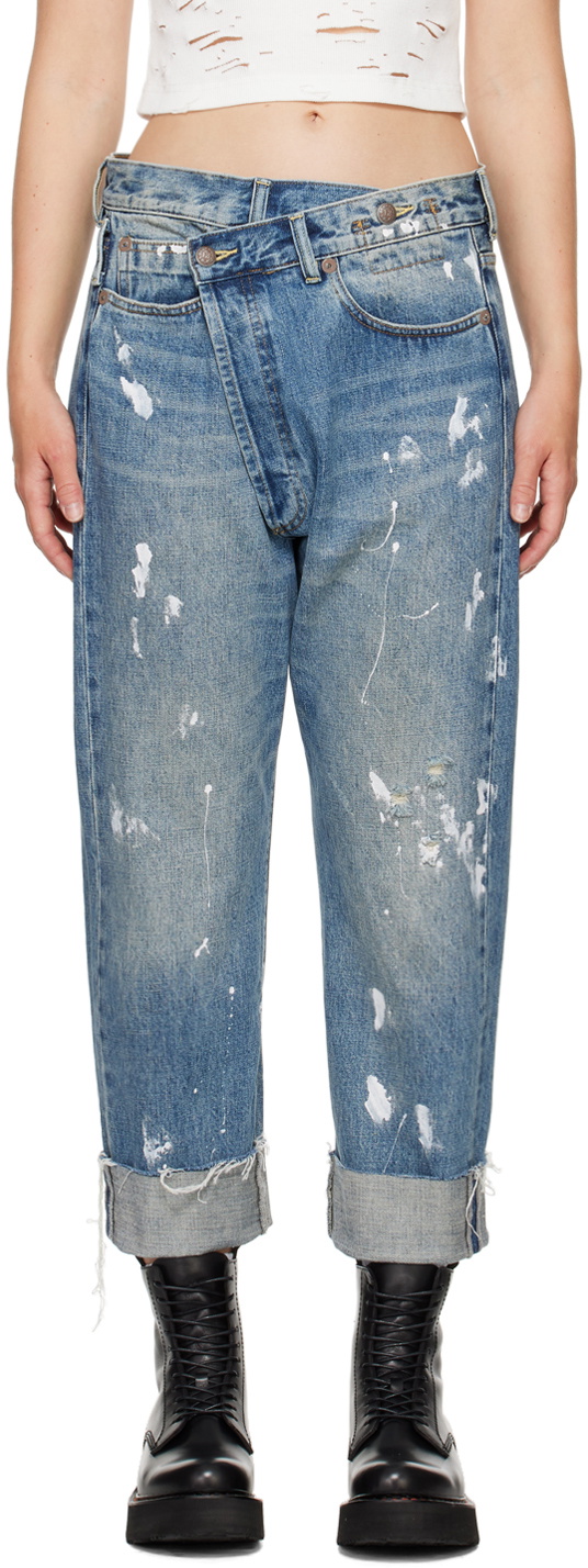 R13 SSENSE Exclusive Blue Crossover Jeans R13