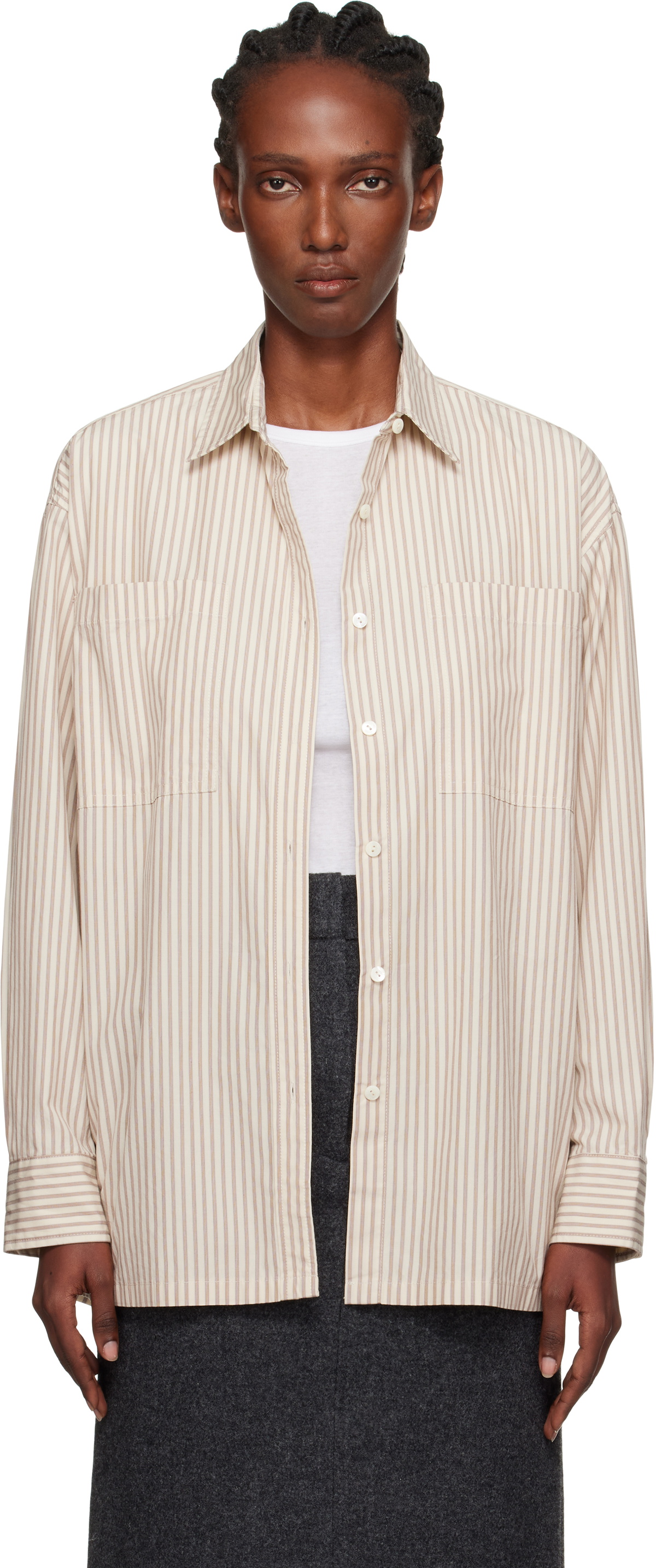 Nothing Written Beige Toro Oversized Stripe Shirt NOTHING WRITTEN