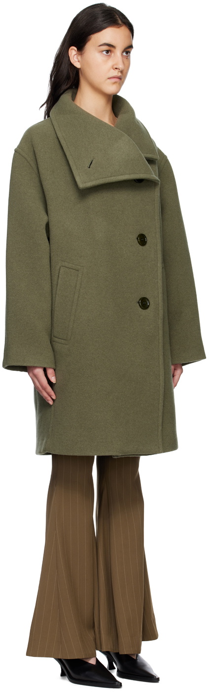 Acne Studios Green Funnel Neck Coat Acne Studios