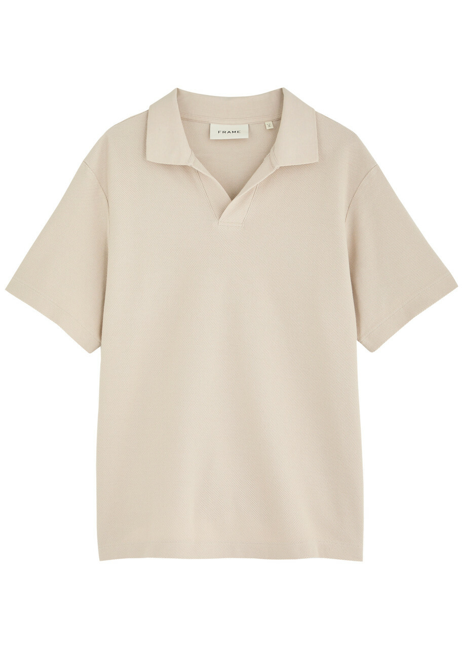 Frame Textured-knit Cotton Polo Shirt Beige Frame Denim