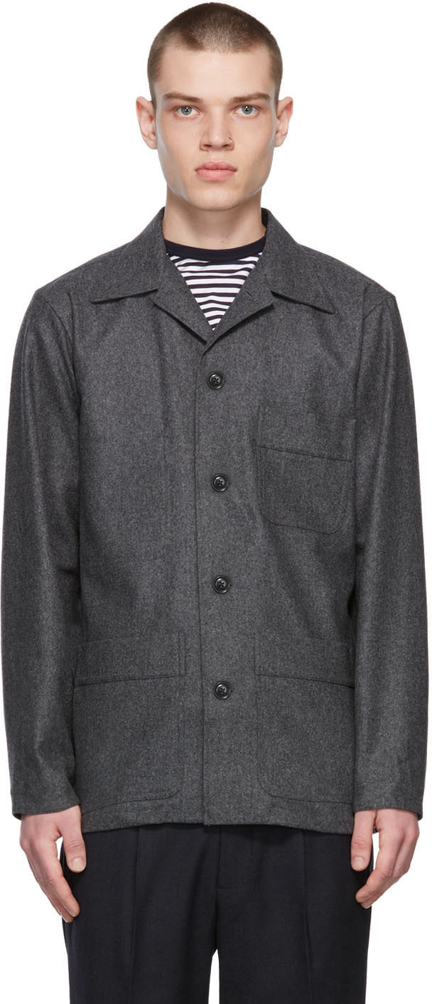 Ring Jacket Grey Wool Chore Jacket
