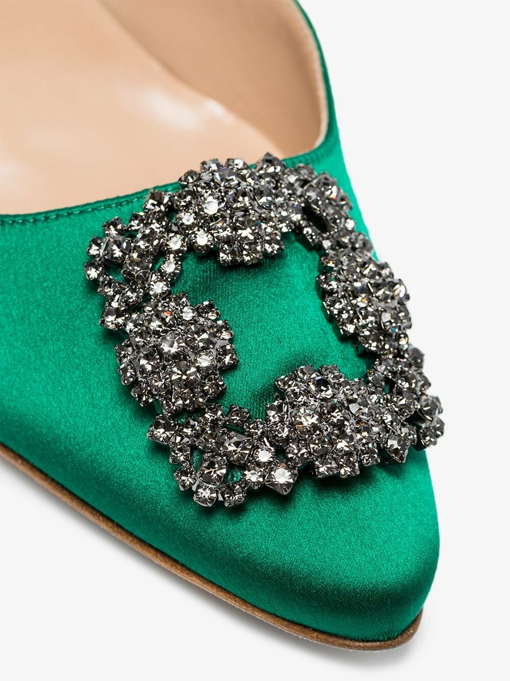 Manolo Blahnik Green Hangisi 70 Satin Slingback Pumps Manolo Blahnik