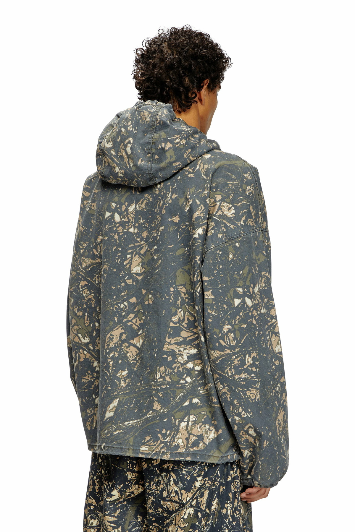 Diesel Hooded jacket with camo print - Jackets Mens in Multicolor Diesel