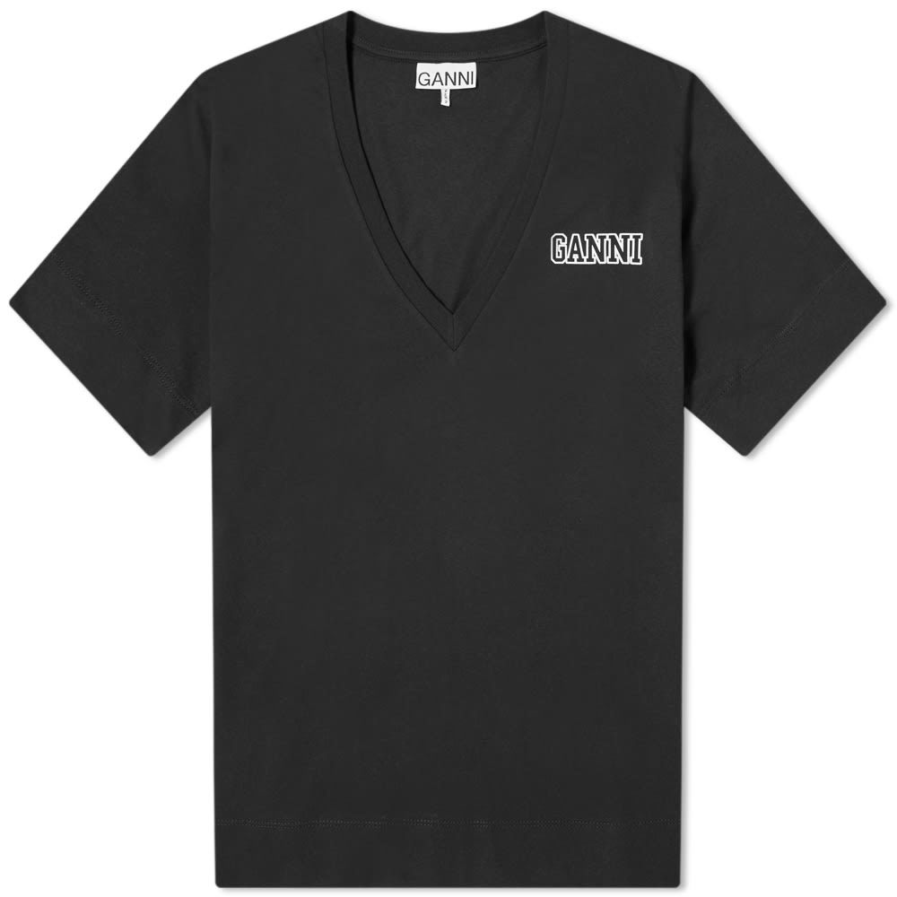 GANNI Logo V-Neck Tee GANNI