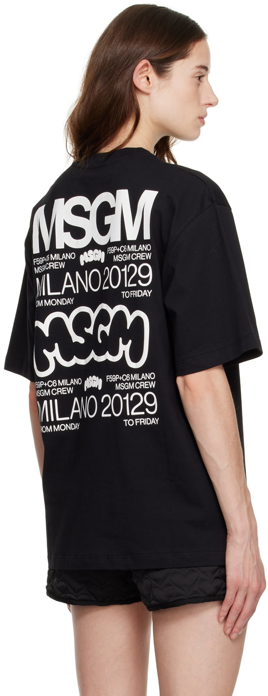 MSGM Black Burro Studio Edition Printed T-Shirt MSGM