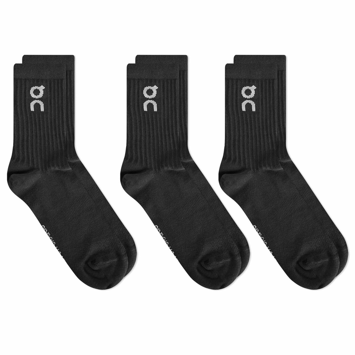 ON Men's Logo Sock 3-Pack in Black On