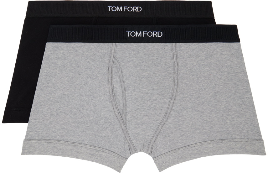TOM FORD Two-Pack Black & Gray Boxers TOM FORD