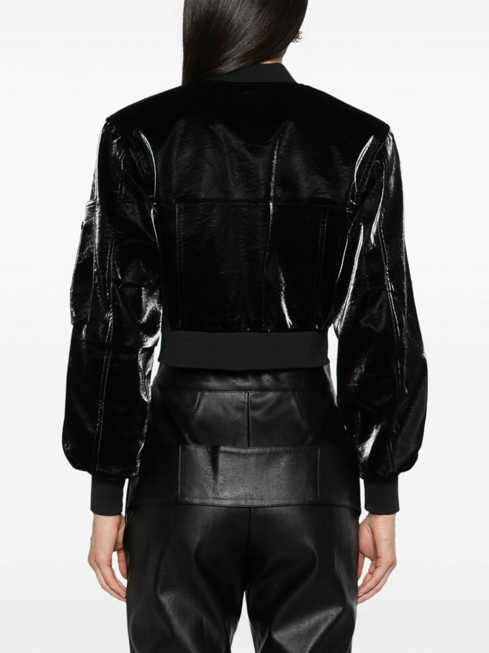 Elena Velez Onyx Black Patent Finish Fitted Jacket Elena Velez