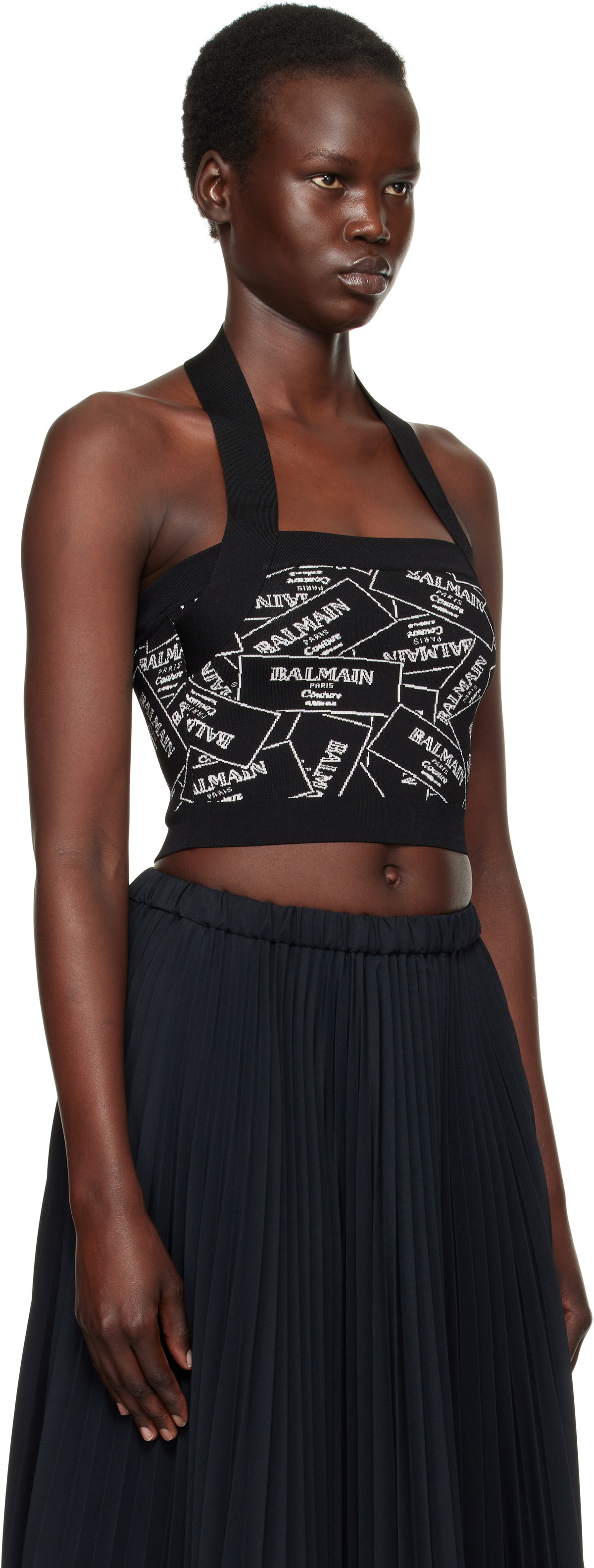 Balmain Black 'Balmain' Label Motif Top Balmain