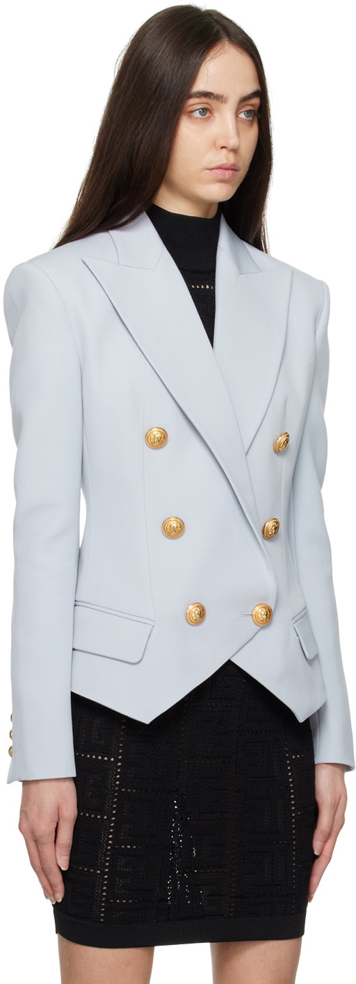 Balmain Blue Double-Breasted Blazer Balmain