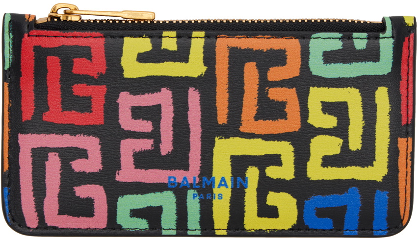 Balmain Black & Multicolor PB Labyrinth Card Holder Balmain