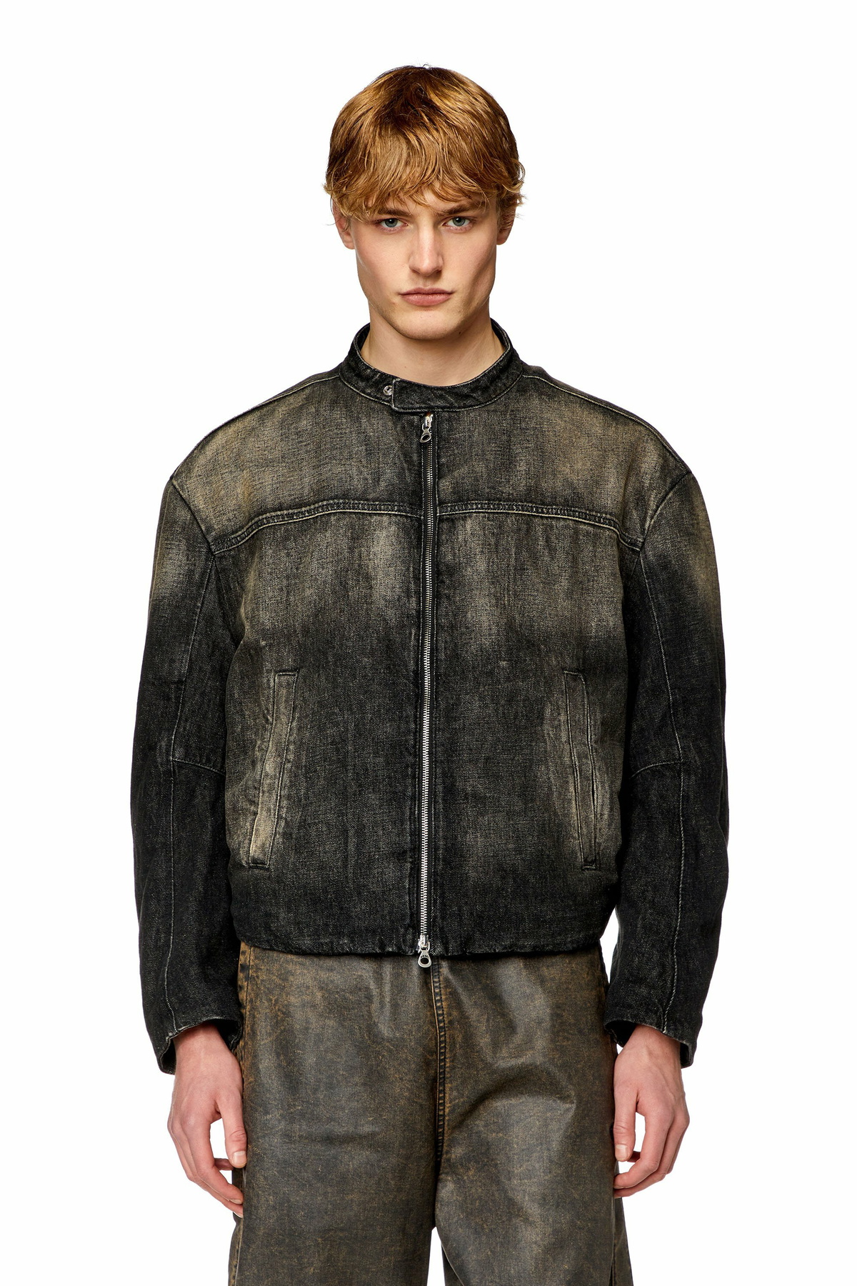 Diesel Denim jacket in cotton and hemp - Denim Jackets Mens in Black Diesel