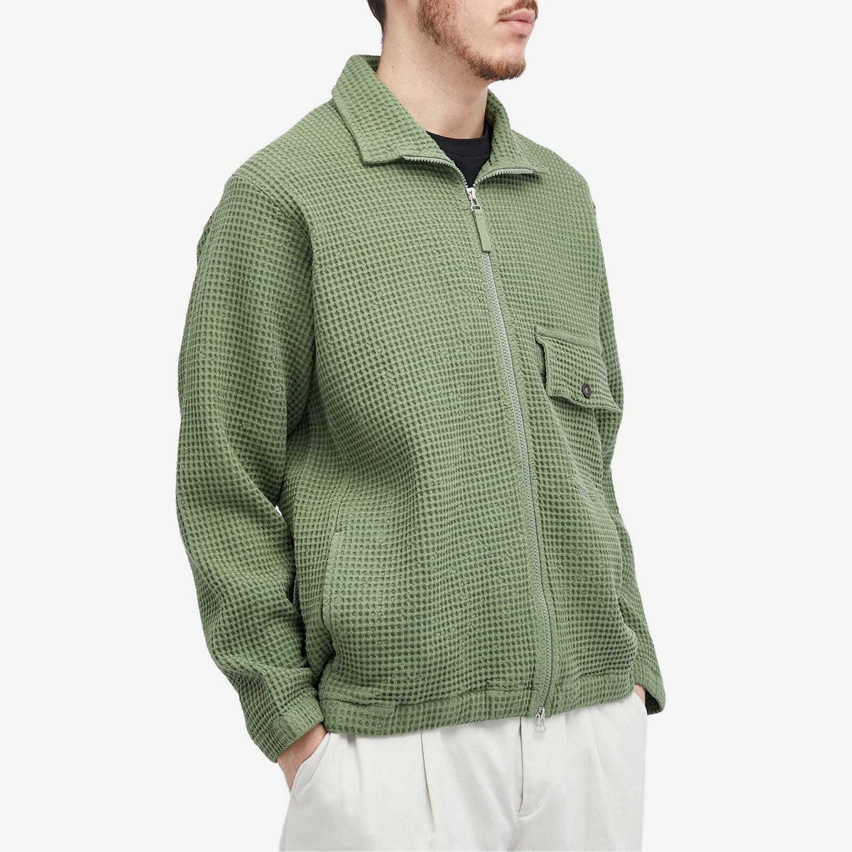 Universal Works Men's Pike Waffle Track Jacket in Birch Universal Works