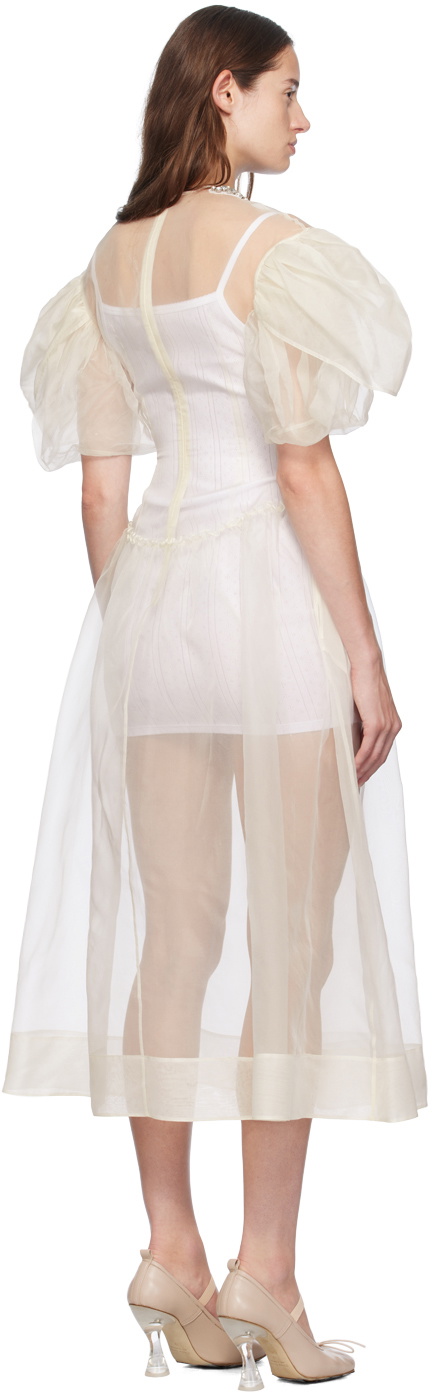 Simone Rocha Off-White Embellished Petal Sleeve Maxi Dress Simone Rocha