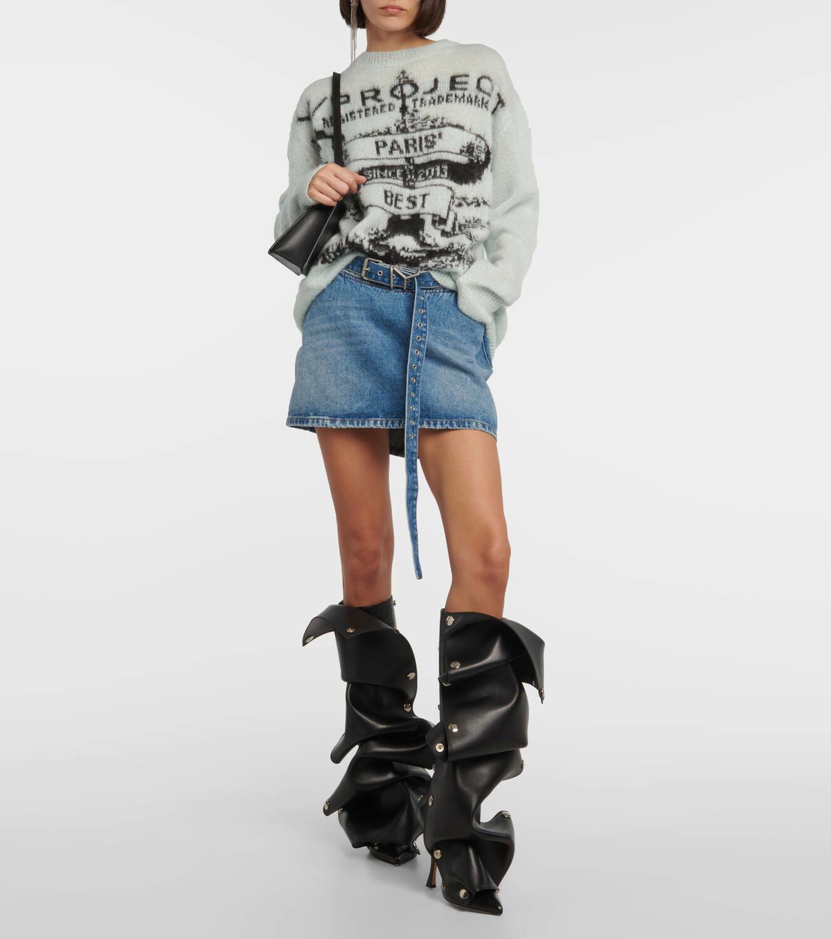 Y/Project Appliqué leather knee-high boots Y/Project