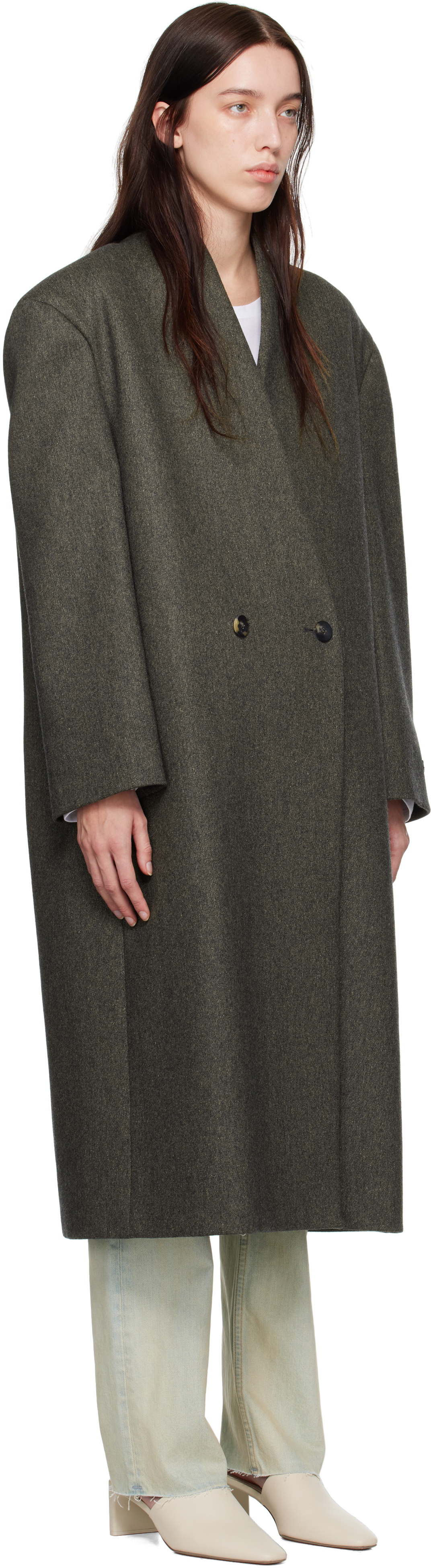 Fear of God Gray Military Wool Lapelless Coat Fear Of God