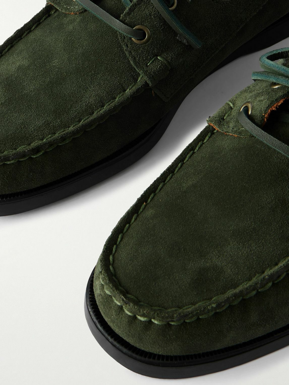 Sebago - Docksides Portland Leather-Trimmed Suede Boat Shoes - Green Sebago