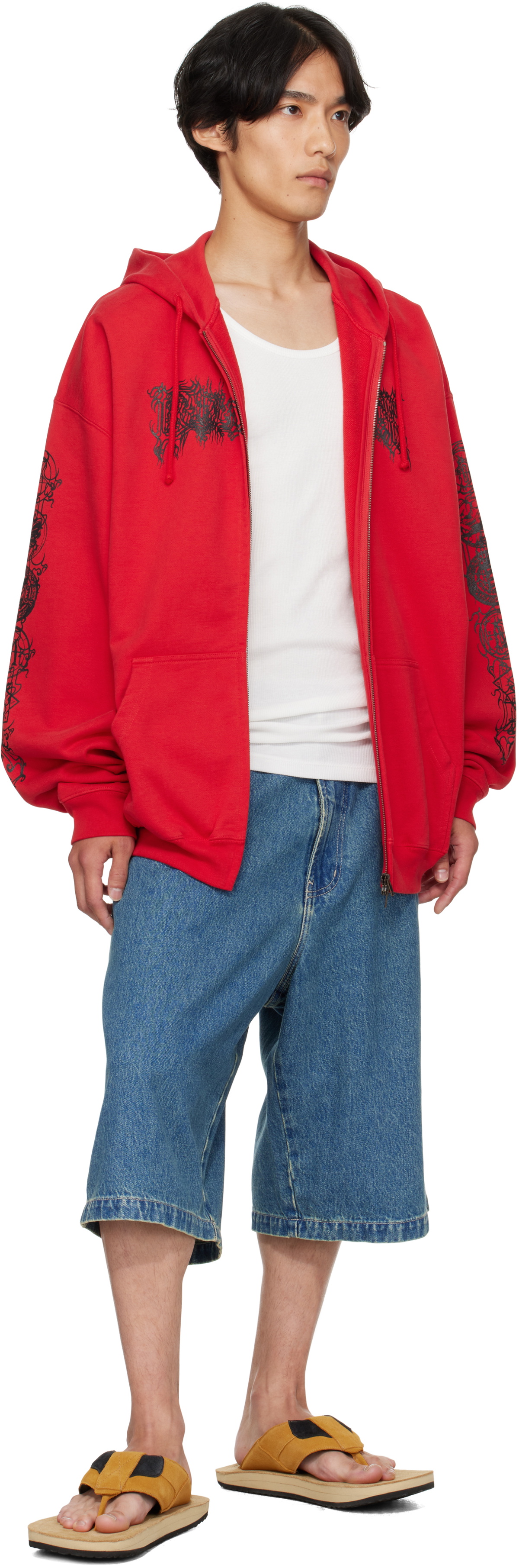 VETEMENTS Red Cradle of Filth Double Logo Oversized Hoodie Vetements