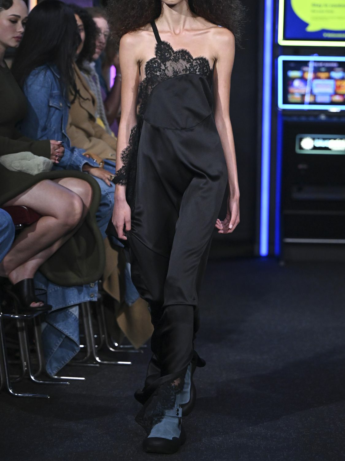 JW ANDERSON Satin & Lace Asymmetrical Long Dress JW Anderson