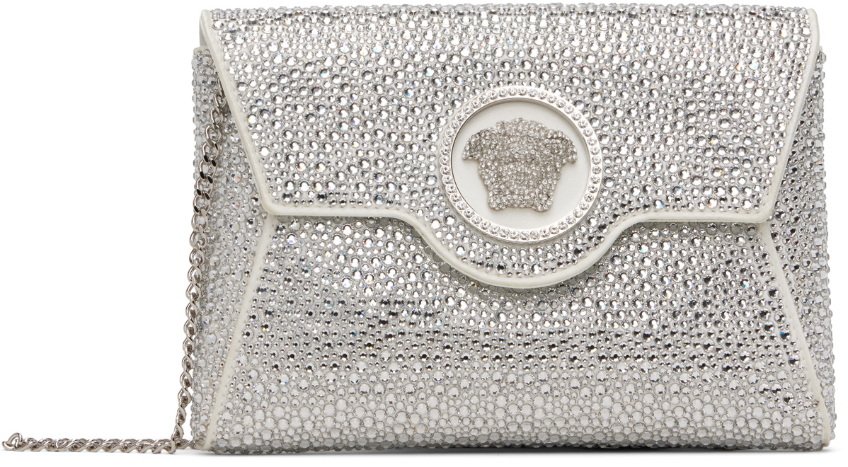 Versace Silver Crystal 'La Medusa' Envelope Clutch Versace