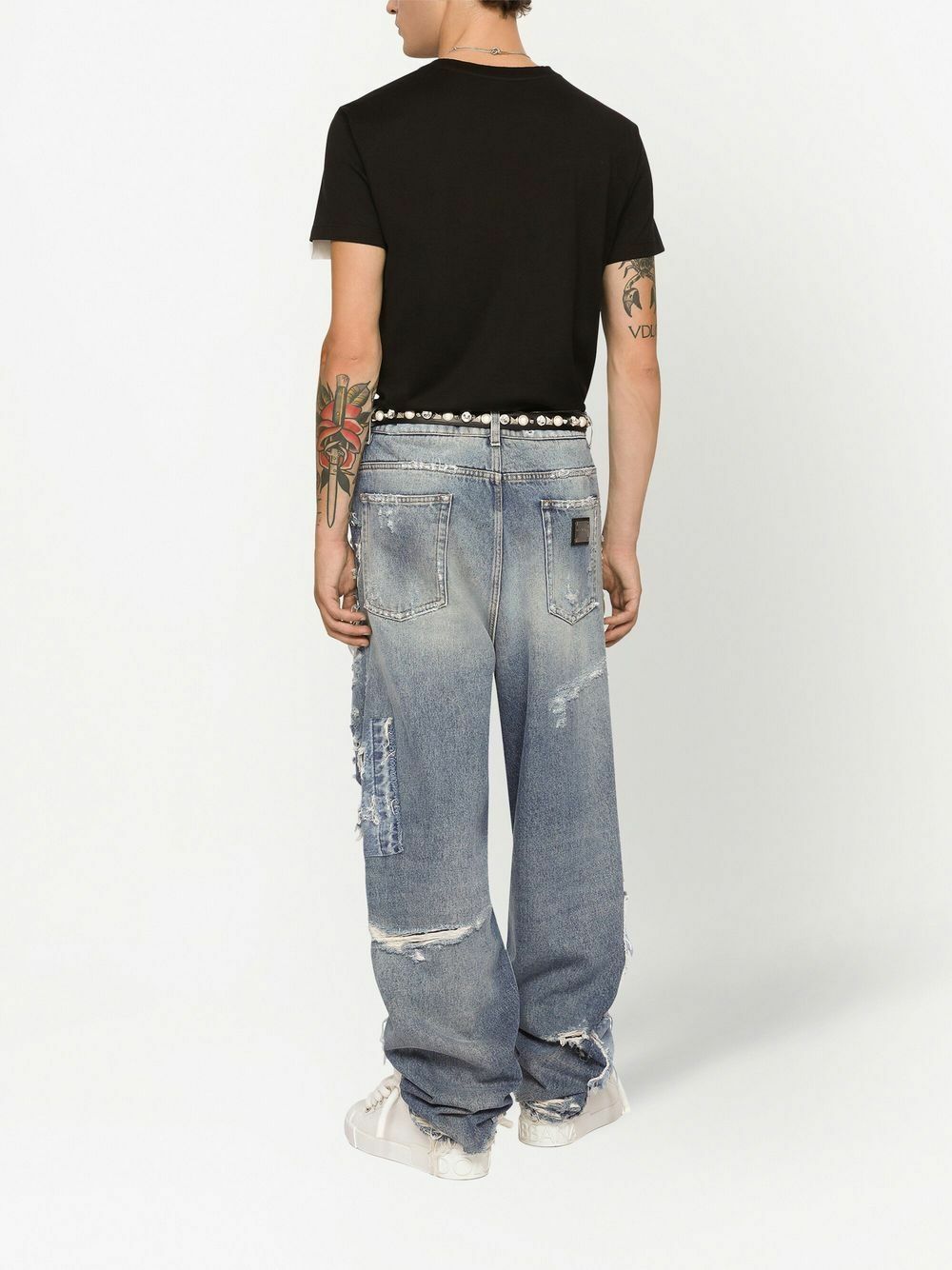 DOLCE & GABBANA - Cotton T-shirt With Re-edition Logo Patch Dolce & Gabbana