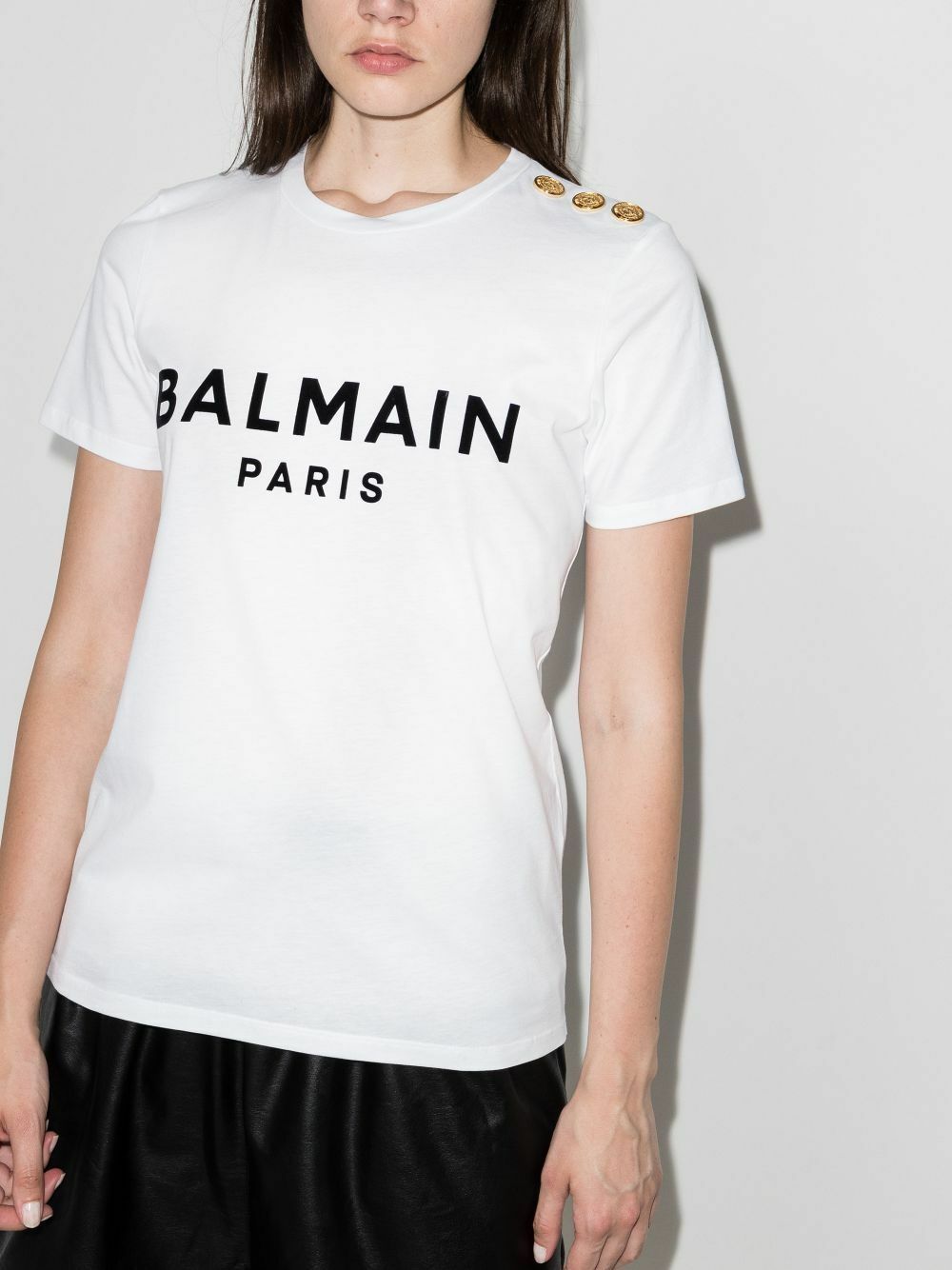 Balmain Button-Embellished Logo-Print T-Shirt Balmain