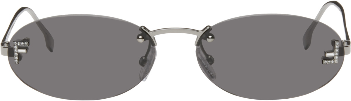 Fendi Silver Fendi First Crystal Sunglasses Fendi