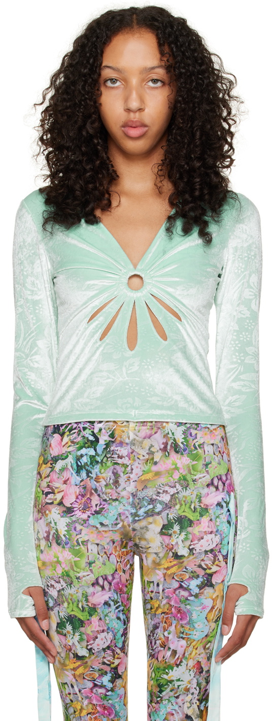 Collina Strada Blue Floral Blouse Collina Strada