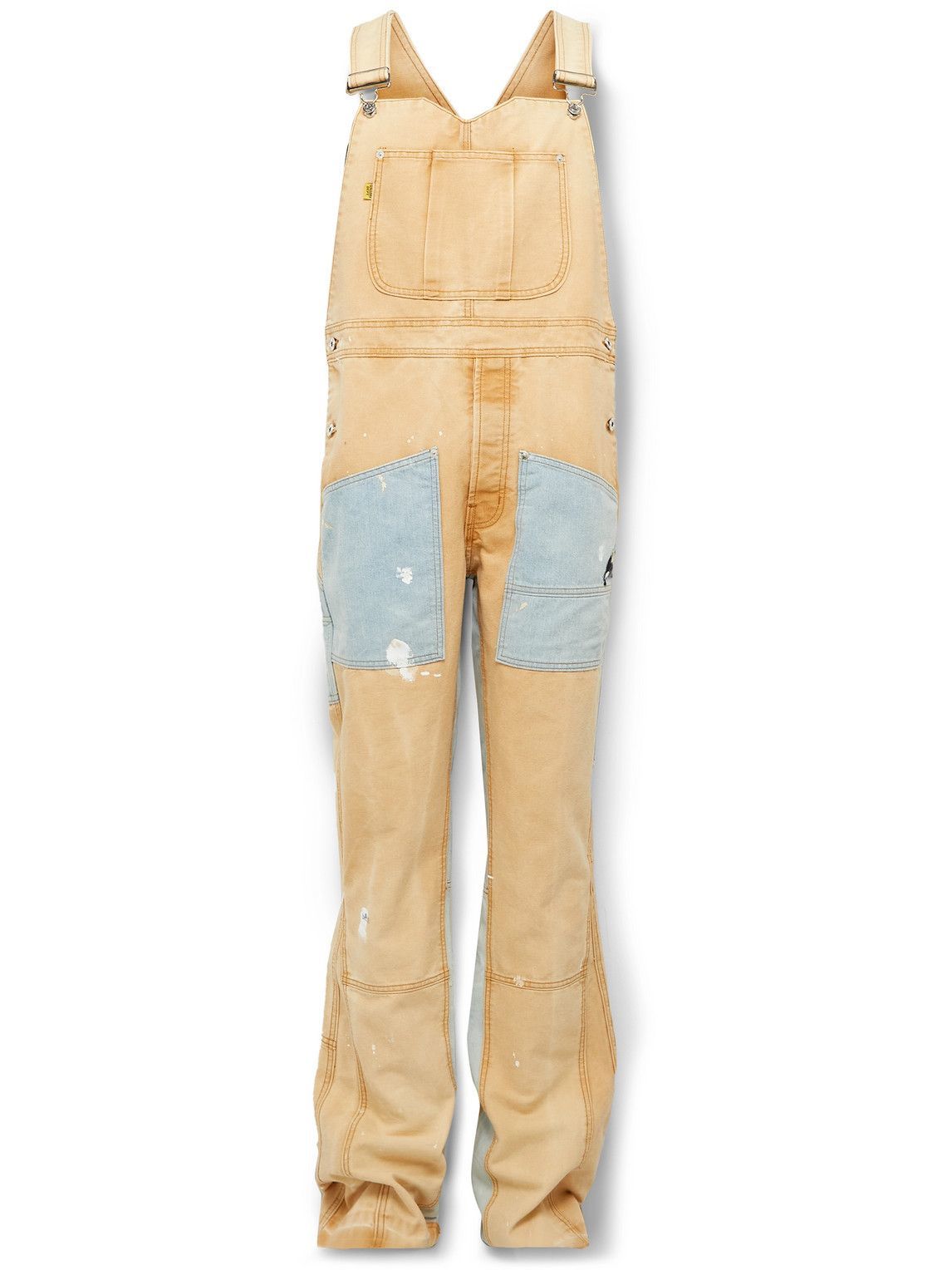Gallery Dept. - Distressed Denim-Panelled Cotton-Canvas Overalls ...