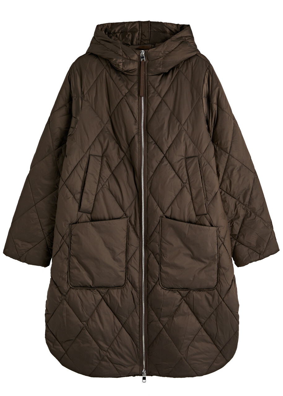Varley Frisco Quilted Hooded Shell Jacket Brown Varley