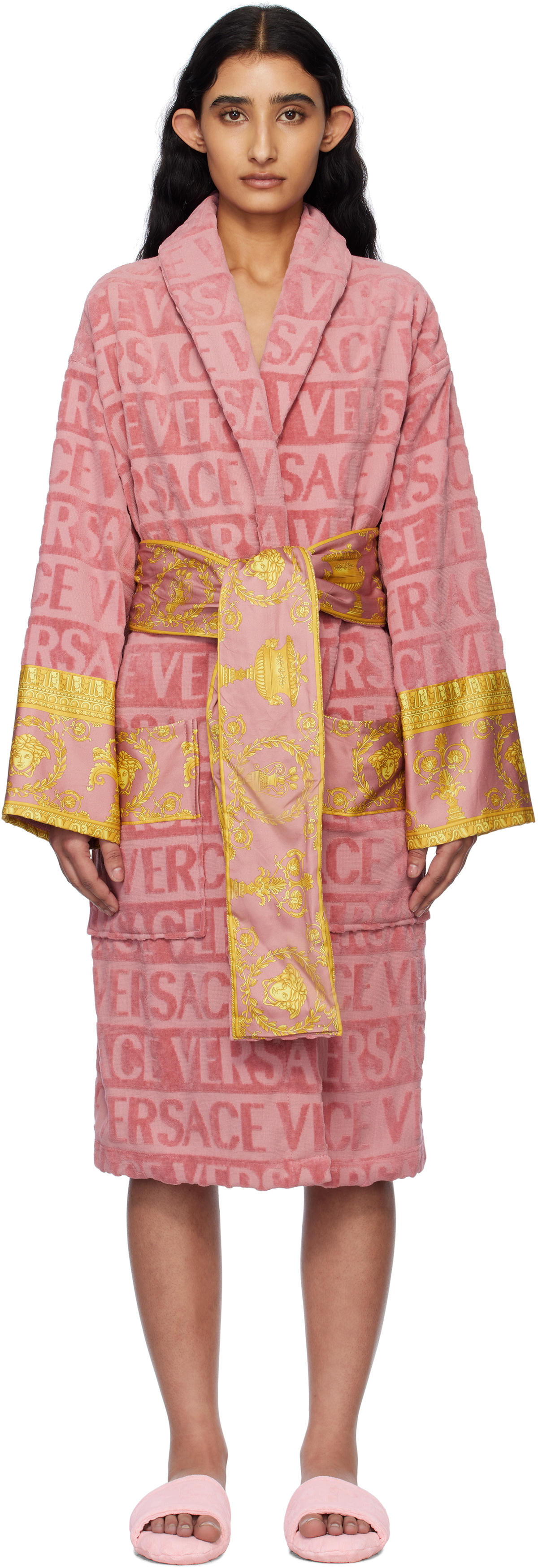 Versace Underwear Pink 'I Heart Baroque' Bathrobe Versace Underwear