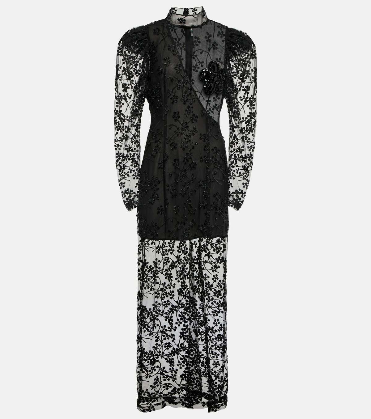 Rotate Birger Christensen High-neck floral mesh midi dress ROTATE ...