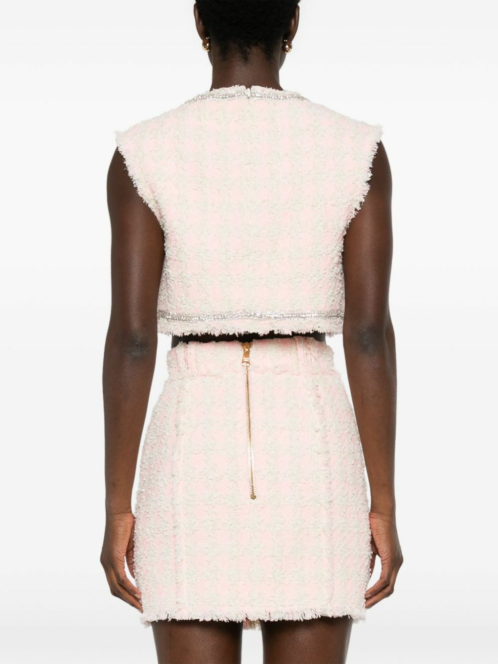Balmain Logo Tweed Crop Top Balmain